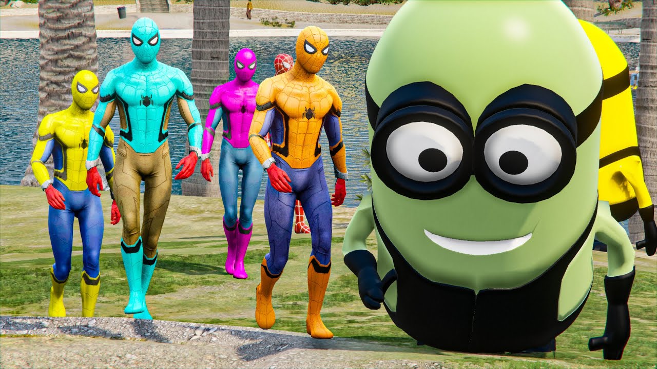 GTA V | Epic Spiderman VS Minion Compilation Ragdoll Crazy-Euphoria ...