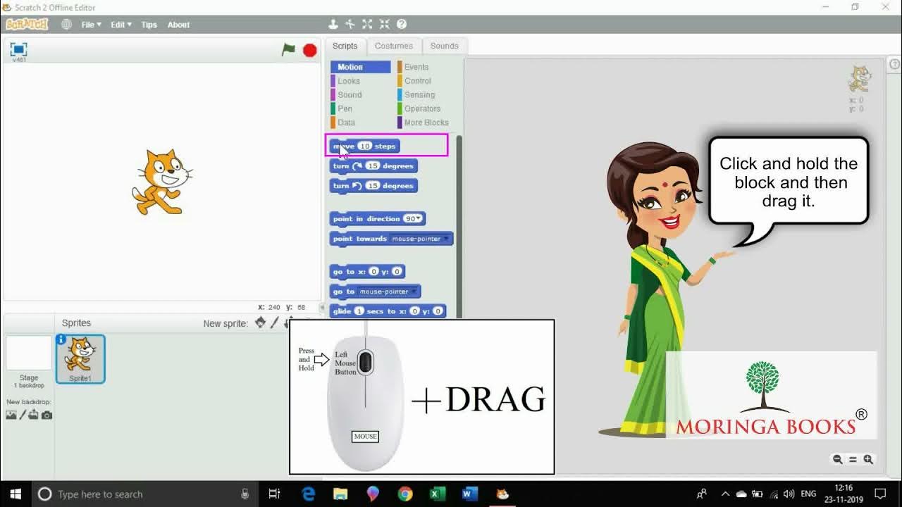 Scratch - How to Drag a Block to Script Area in Scratch in Windows 10 ...