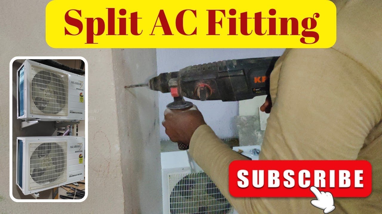 New Split AC Akabishi 1.8 TON AC Fitting | AC MAN | New Split AC Fitting work - YouTube