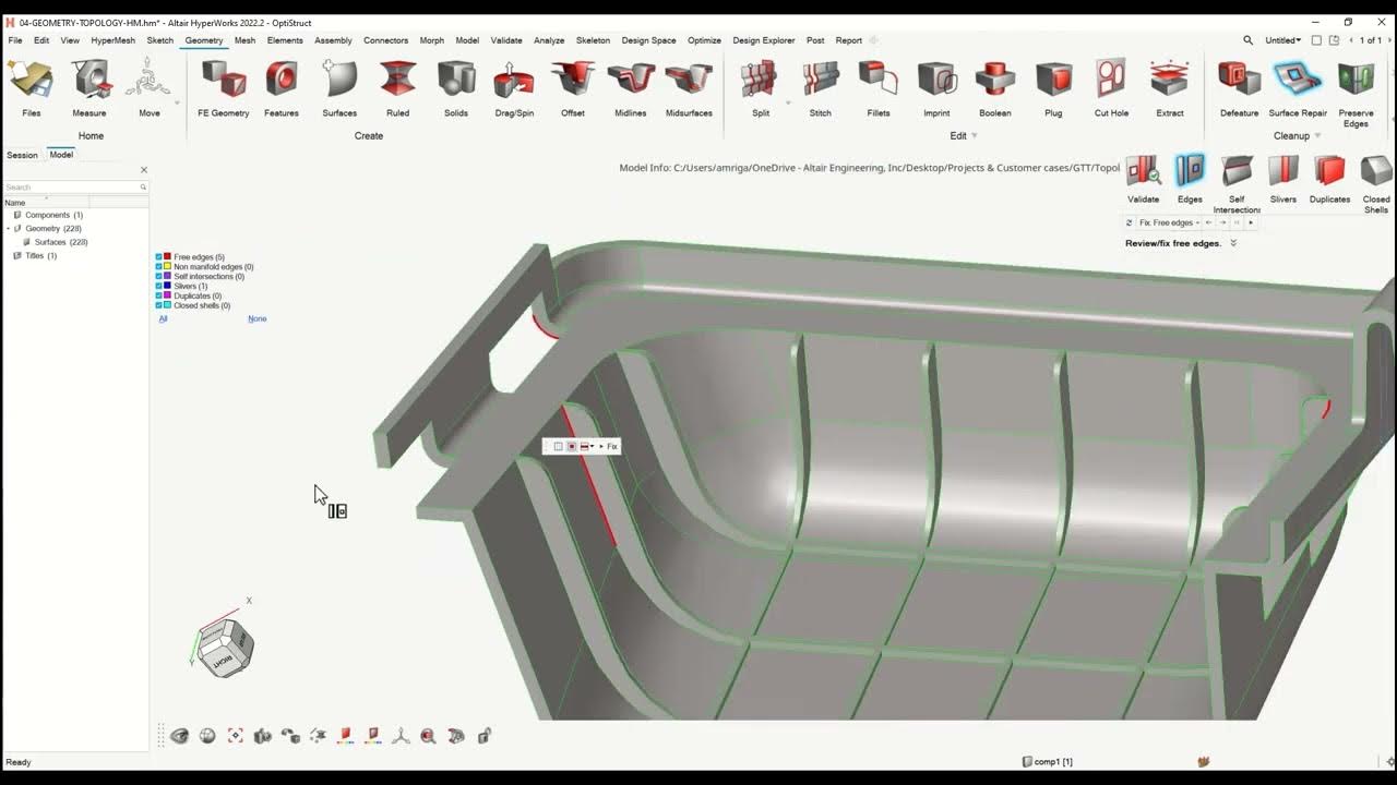 HyperWorks 2022.2: Geometry topology clean up using Surface Repair tool ...