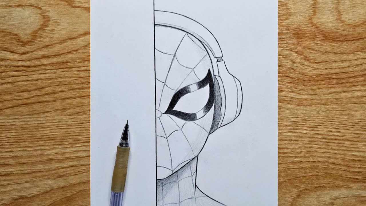 How to draw Spider-Man | Spider-Man with Headphones step by step | easy ...