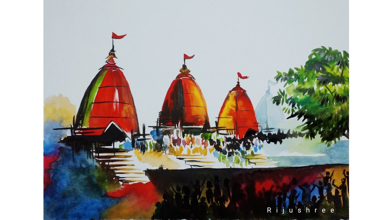Rath Yatra Drawing Easy 2021| Puri Painting with Water Color| Lord ...
