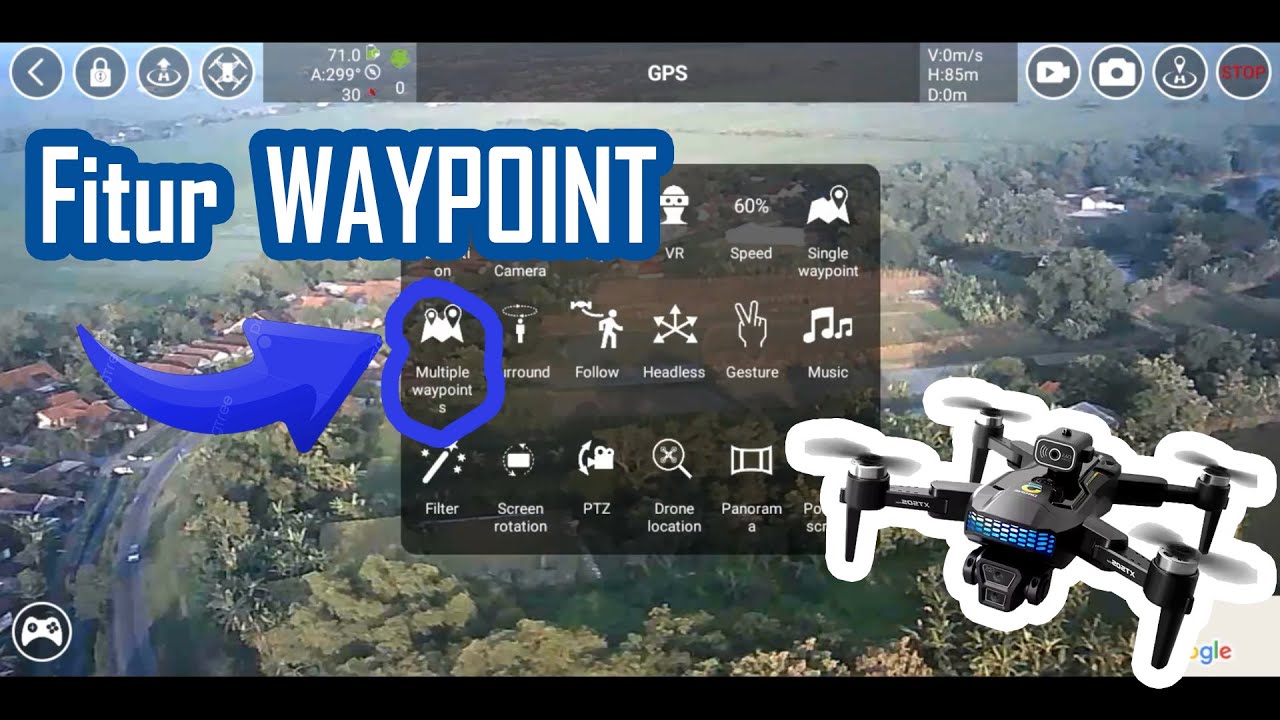 cara menggunakan fitur waypoint pada drone xt505 gps - YouTube