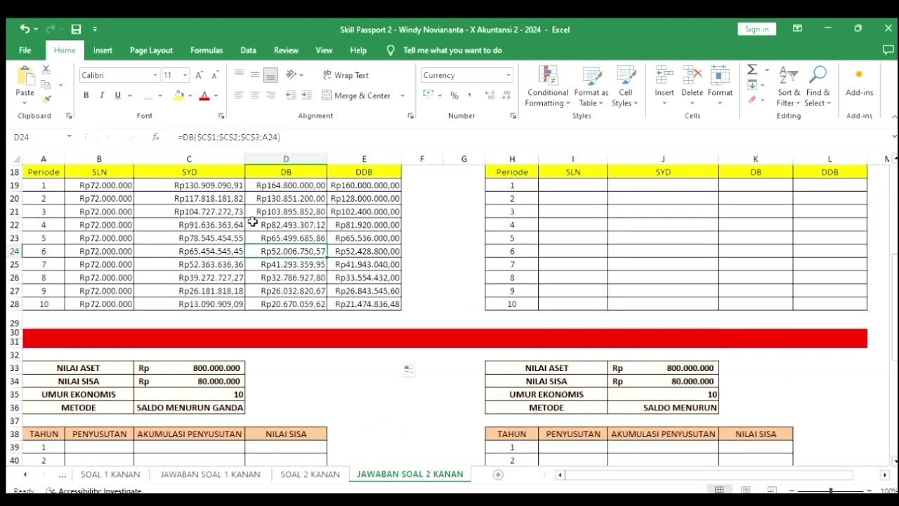 Tutorial Rumus Excel (Penyusutan) - YouTube