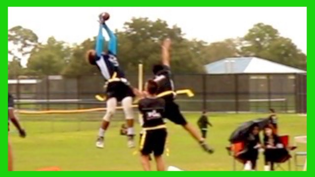 1st FLAG FOOTBALL GAME! Breaking Ankles & CRAZY CATCHES in a Rainstorm ...