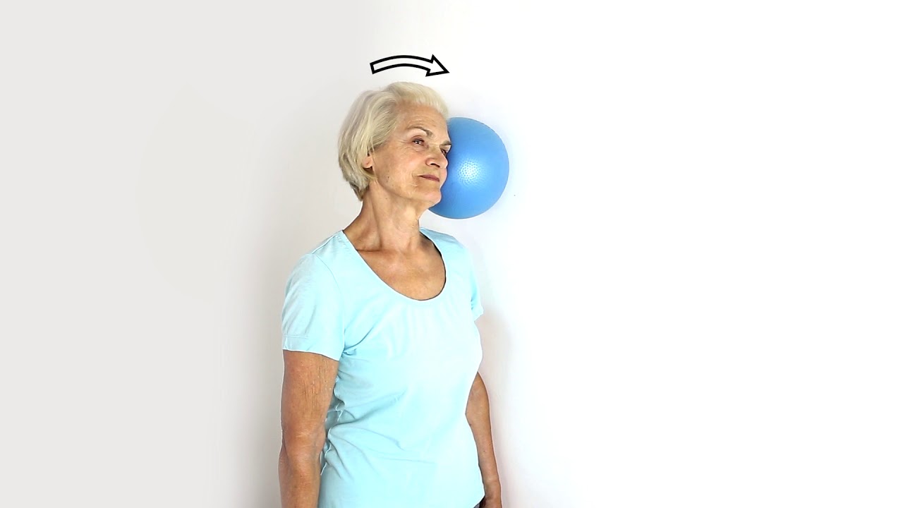 Senior: Neck Side Flexion Goof Ball - YouTube