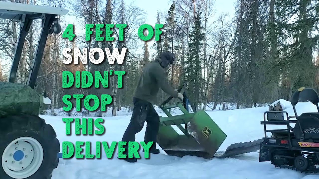 Delivering a Tractor Attachment - Snowmobile Freight Haul - YouTube