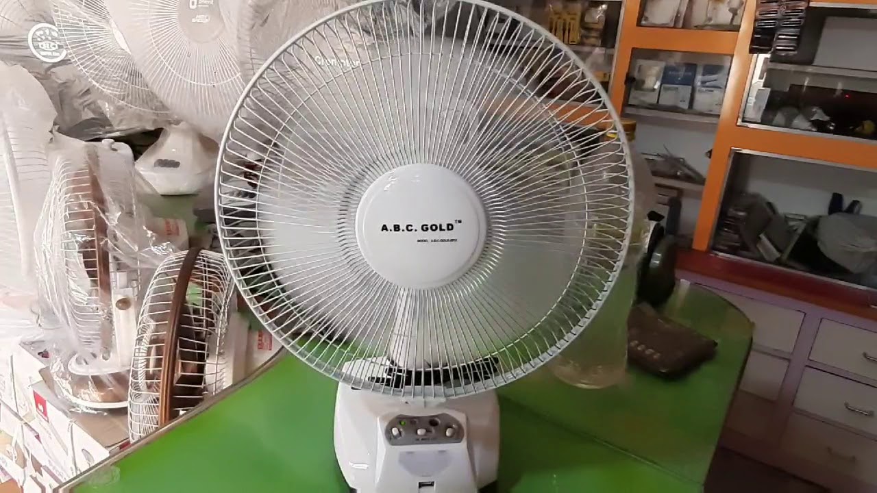 RECHARGEABLE FAN #ABC GOLD DC FAN 6VOLD LED LIGHT - YouTube