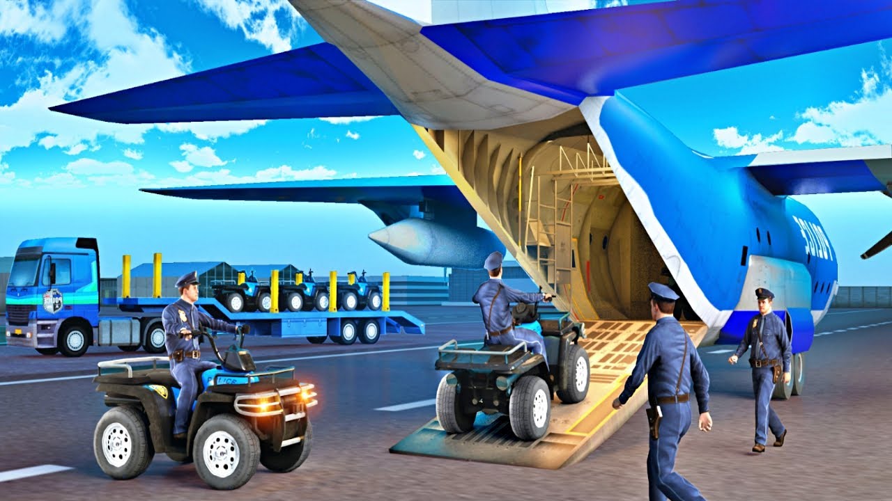 Cargo Airplane Police Vehicle Transporter - Offroad Police Truck ...