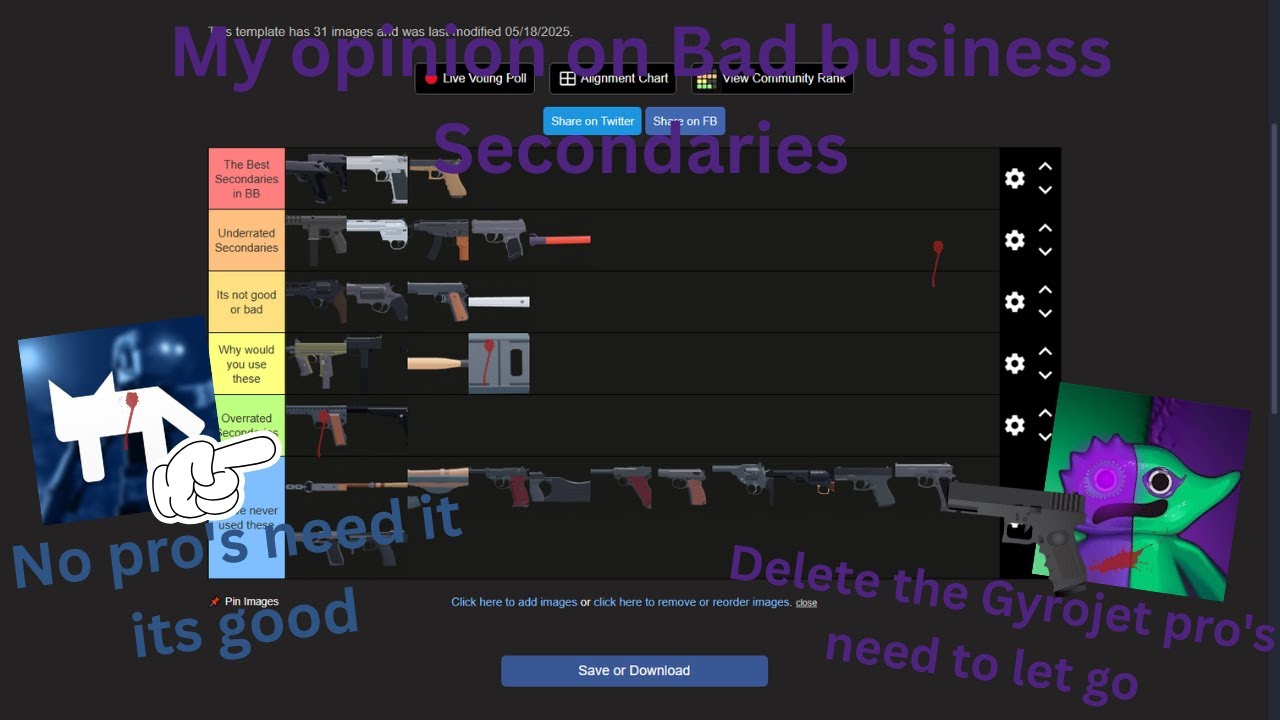 My Tier list on Bad business Secondaries (enjoy its my opinion) - YouTube