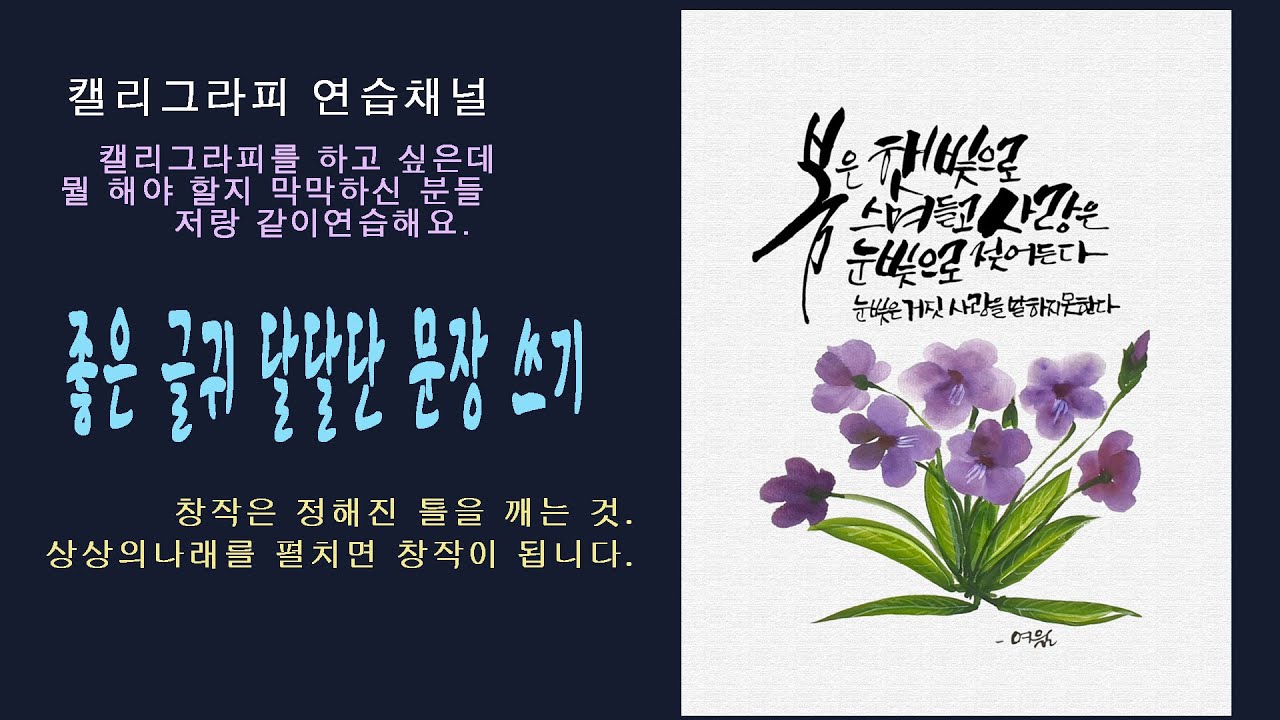 감성캘리 연습채널 봄은 햇빛으로 스며들고 사랑은 눈빛으로 젖어 든다 캘리그라피 연습하기 힐링캘리 좋은 글귀 사랑