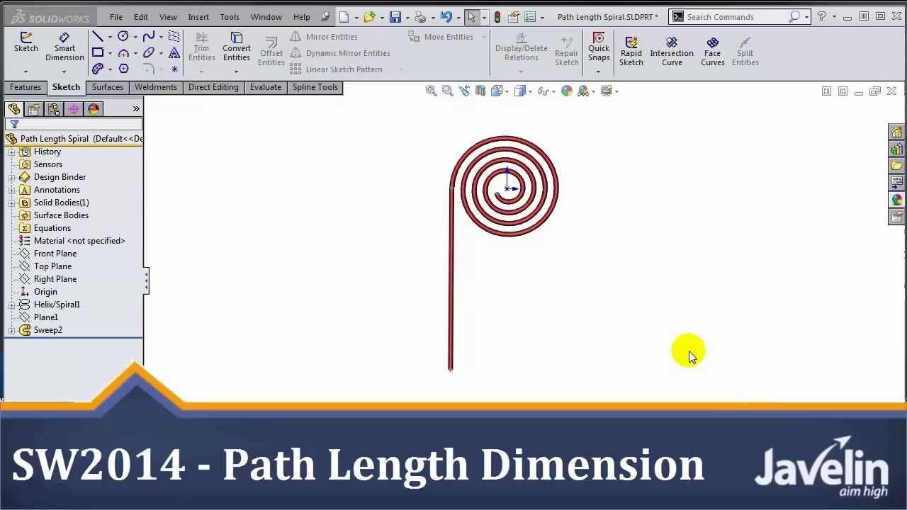 SolidWorks 2014 Tutorial Path Length Dimension YouTube SolidWorks 2014 Tutorial Path Length Dimension YouTube