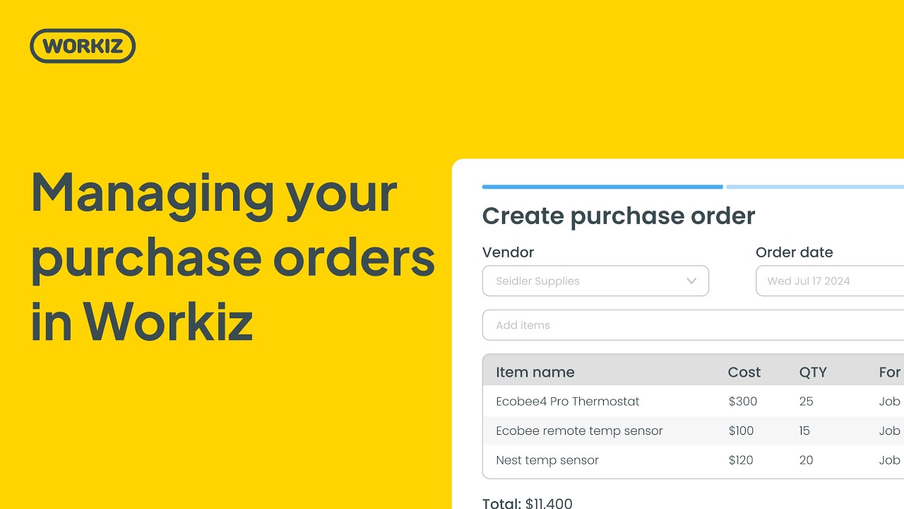 Managing your purchase orders in Workiz - YouTube