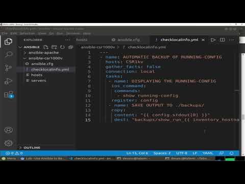 7.4.7 Lab - Use Ansible to Back Up and Configure a Device - YouTube