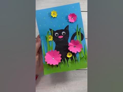 Летние поделки Аппликация котик #поделки #летниеподелки #аппликация ...