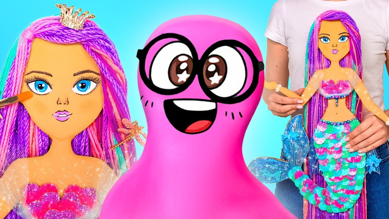 Sammy Makes a Mermaid from Cardboard! 🧜‍♀️💖 Easy Paper Doll Crafts ...