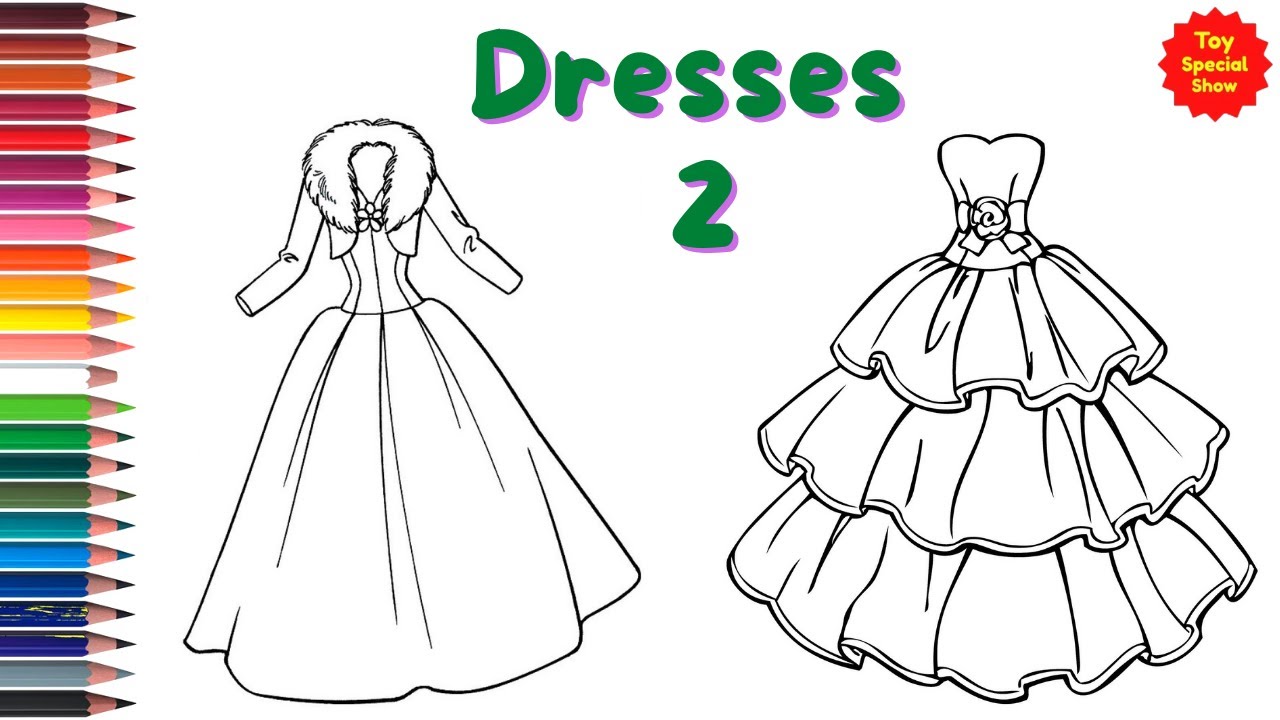 LEARN TO COLOUR A DRESS 2 FOR KIDS - YouTube