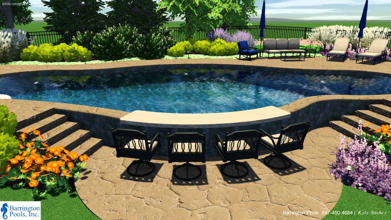 Prairie Grove, IL - Freeform Pool with a Swim-up Bar - YouTube