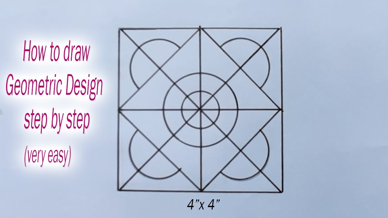 How to draw geometric design step by step (very easy) || 4"x4" Design ...