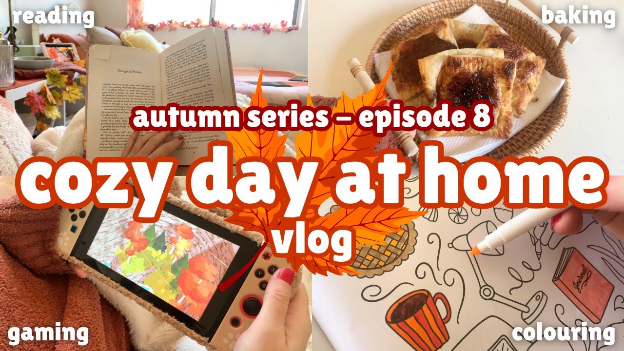 COZY AUTUMN DAY AT HOME 🍁🏠 baking, reading, gaming, colouring, fall ...