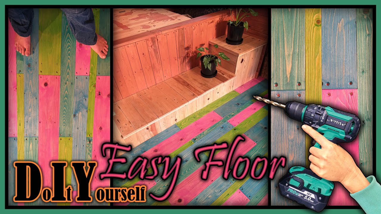 DIY Pallet Wood Floor★How to Build and Color a custom Timber Floor★Easy ...
