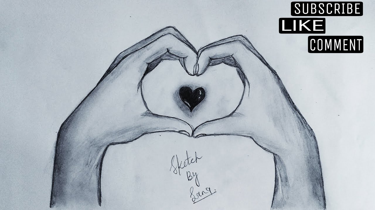 Heart Hands Pencil Sketch - YouTube