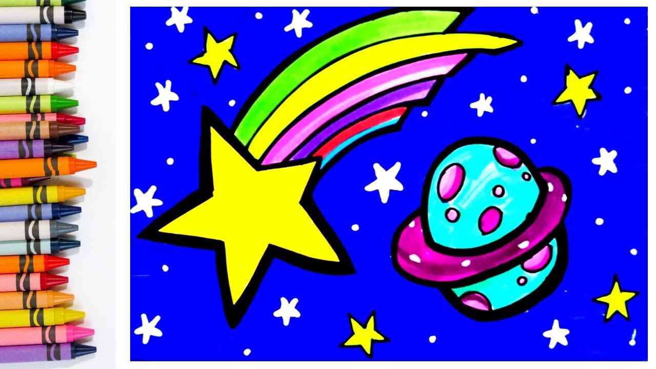 Comet Stars, Planet In sky Night Drawing For Kids & Toddlers, Lets ...