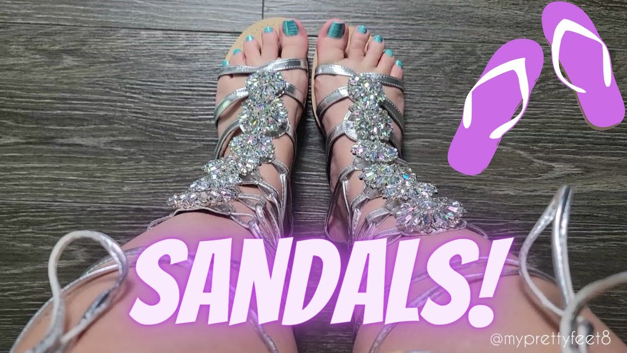 Gladiator Sandals Toe Wiggling Pedicured Toes - YouTube