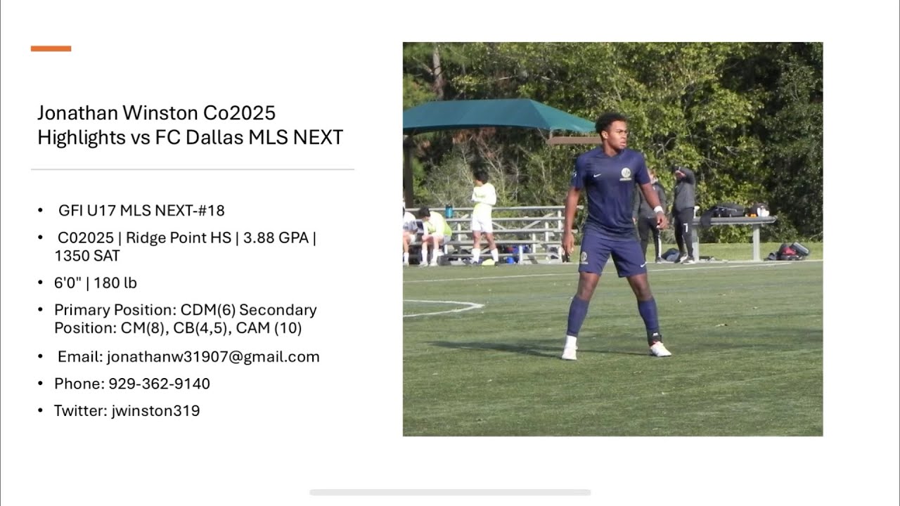 Jonathan Winston Co2025 Highlights vs FC Dallas MLS NEXT - YouTube