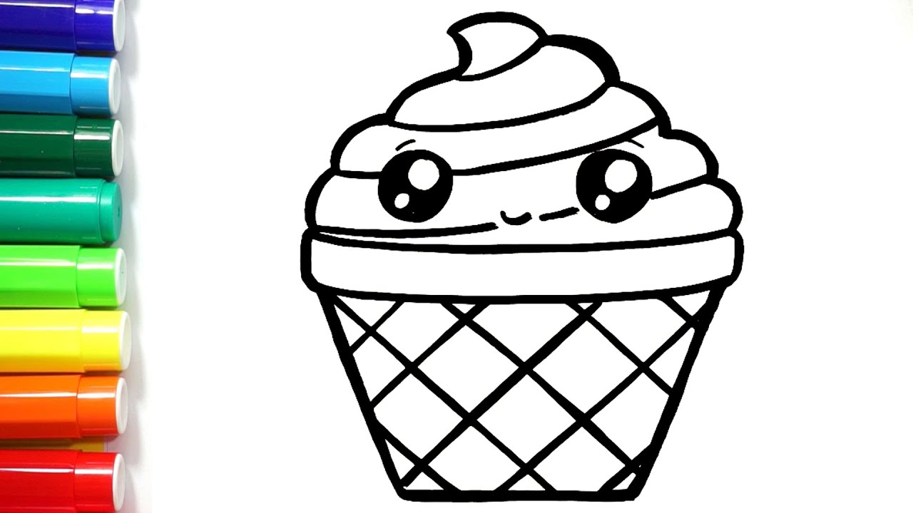 Cómo dibujar un lindo helado para niños/How to draw cute ice cream for ...