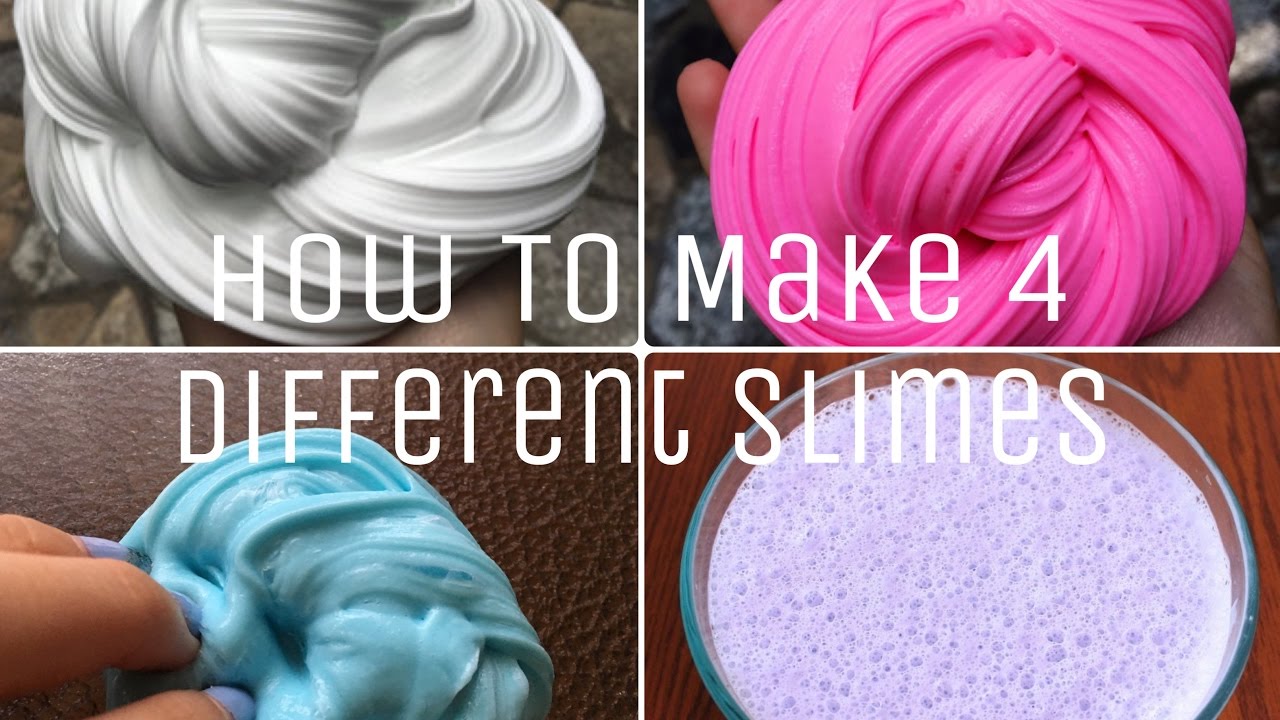 How To Make 4 Different Slimes||Bubblegum, Fluffy, Bubbly, Jiggly ...