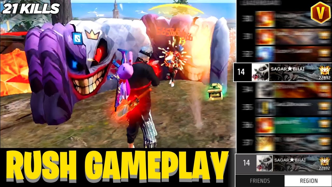 Rush Gameplay 21 Kills 🔥😱 | Rank Pushing Region Top 1 in Duo - YouTube
