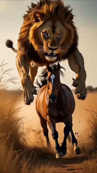Giant Lion Vs Horse Animal Fight #shortsfeed #shorts #lion #horse #usa ...