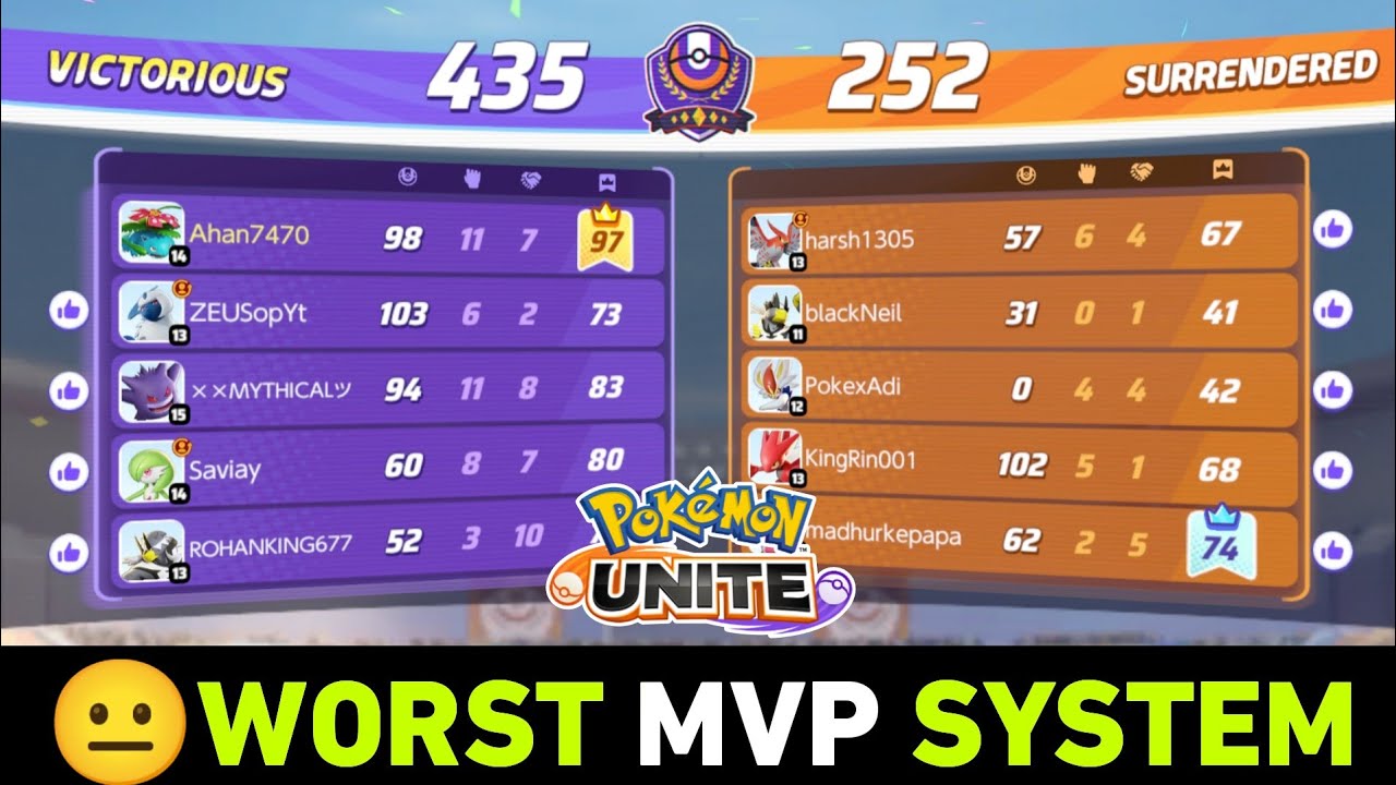 😐It's Not Good | New MVP Rating System is WORST in Pokemon Unite - YouTube