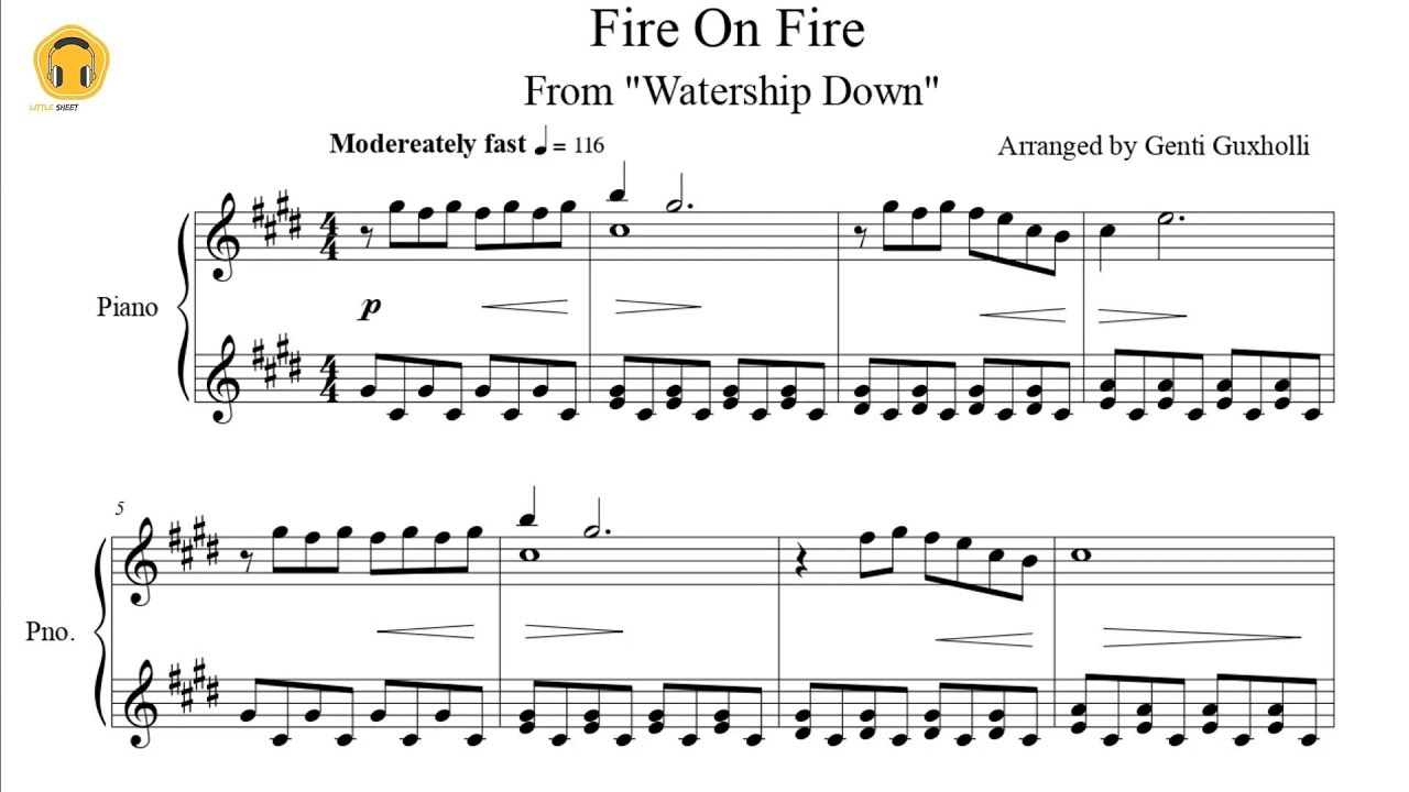 Fire On Fire from "Watership Down" by Sam Smith (Piano Solo/Sheets ...