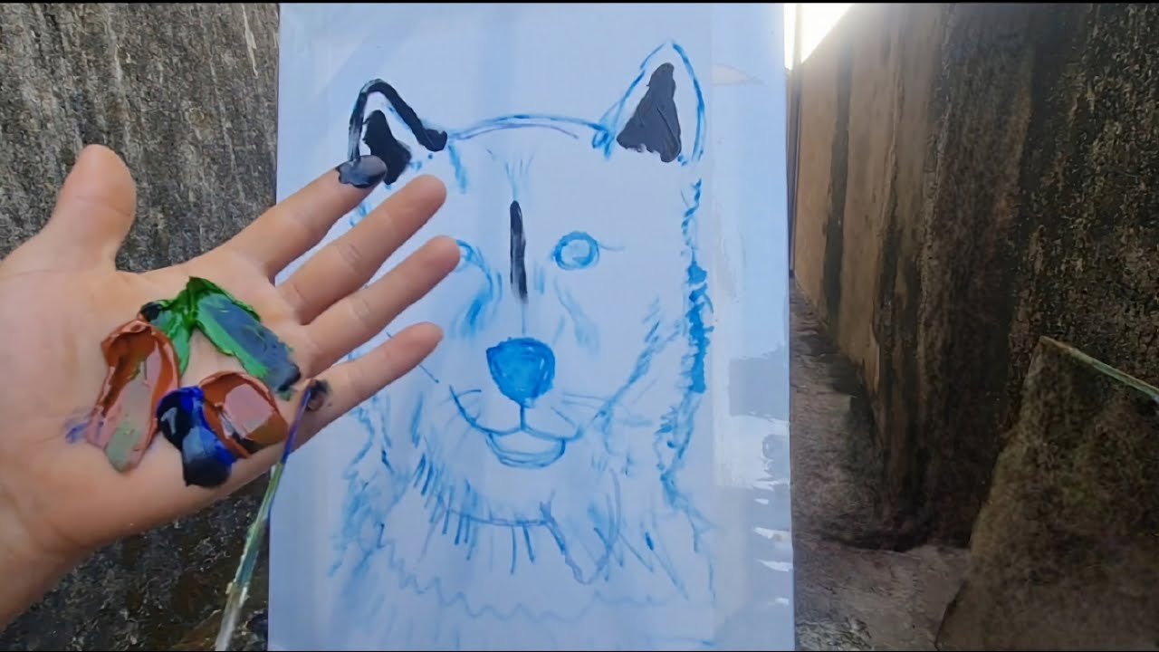 draw a dog with bare hands / Art lao hac #Relaxing painting# ...