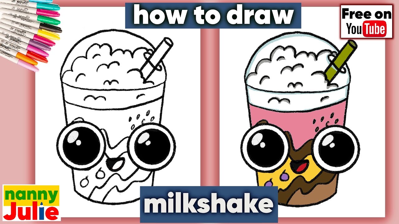 How to draw a cute milkshake | Drink drawing | Nanny Julie - YouTube