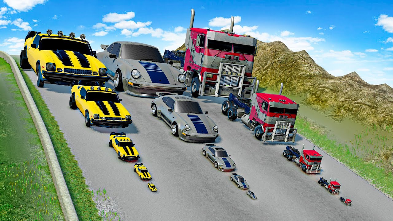 Big & Small Bumblebee vs Big & Small Mirage Porsche 911 vs Optimus ...