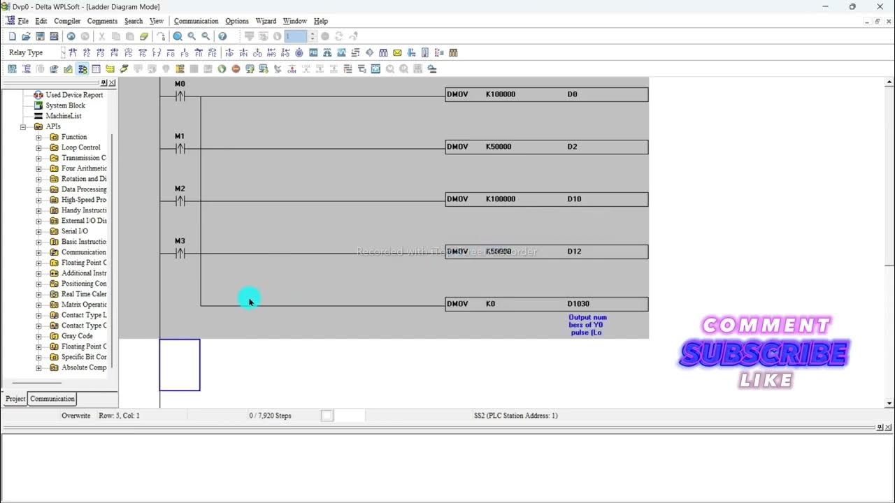 DELTA PLC [ENABLE 2-SPEED FUNCTION OF DDRVI INSTRUCTION M1119 ] PROGRAMMING - YouTube