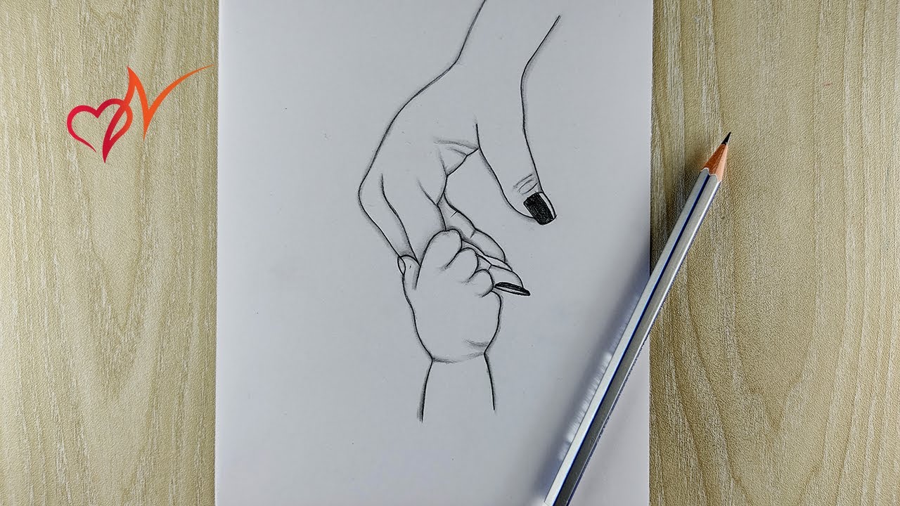 Little Baby Hand Holding Mother's Finger | Pencil Sketch Drawing Step ...