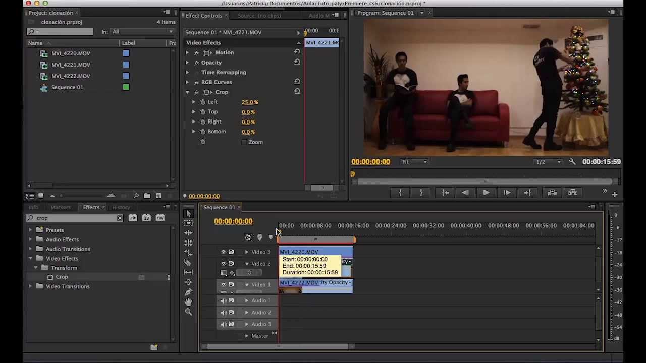 Tutorial: Efecto crop con Adobe Premiere para la clonación de personas - YouTube