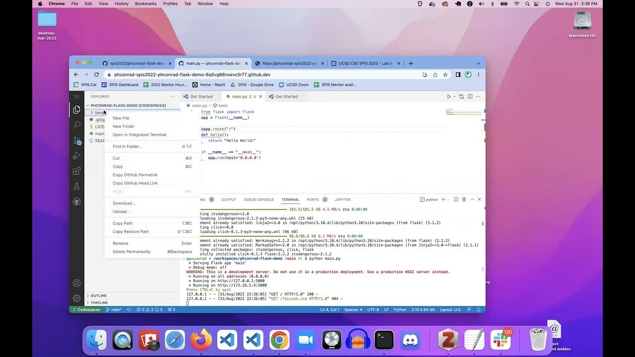 Working with Flask Web Apps in GitHub Codespaces - YouTube
