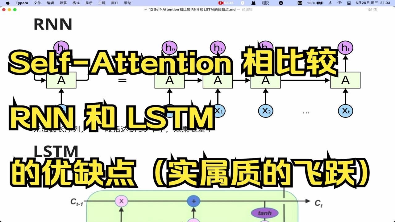 11 Self-Attention 相比较 RNN 和 LSTM 的优缺点 - YouTube