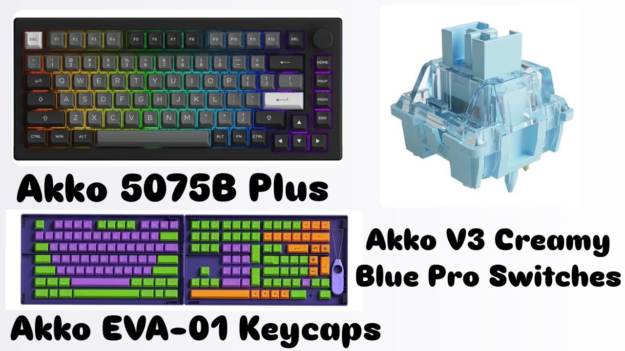 Akko 5075B 75% Keyboard | Akko V3 Creamy Blue Pro Switches | Akko EVA ...