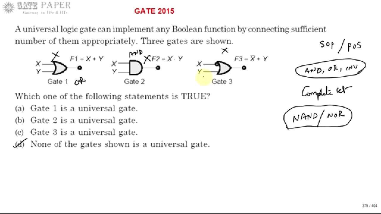 GATE 2015 which one of the following is Universal Gate ? - YouTube