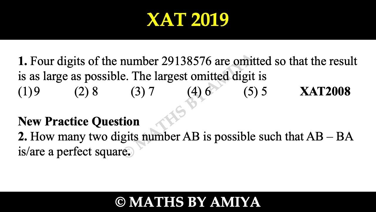 XAT 2019 Practice Questions 1:2 - YouTube