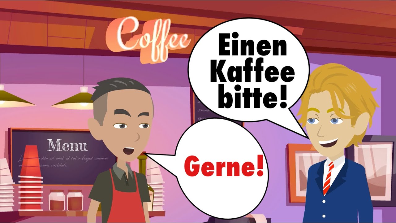 Learn German | Ordering a coffee | Dialogue in German with subtitles ...