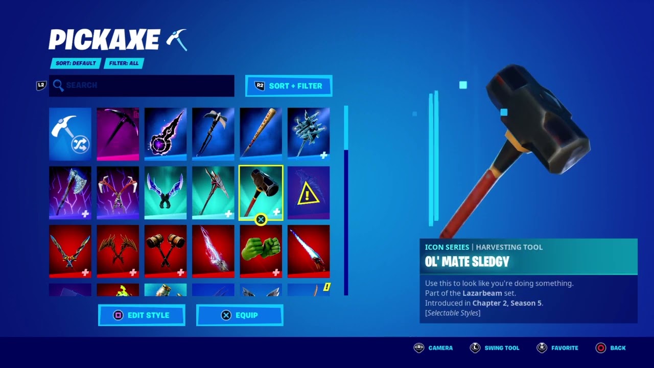 Showing all my pick axes skins emotes fortnite - YouTube