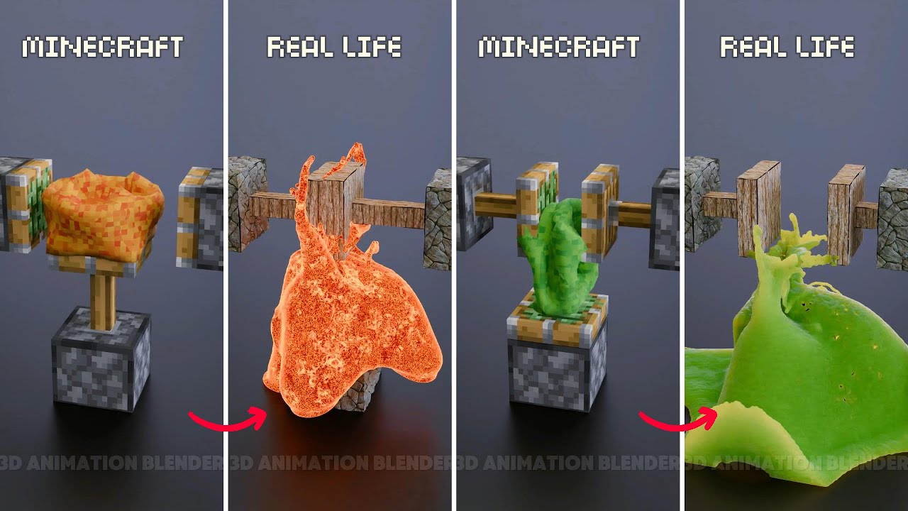 Minecraft vs Real life Satisfying 3D Simulations #blender3d ...
