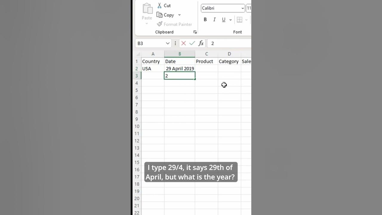 Enter And Format Date In Excel Inputdate Formatdate Excel Youtube